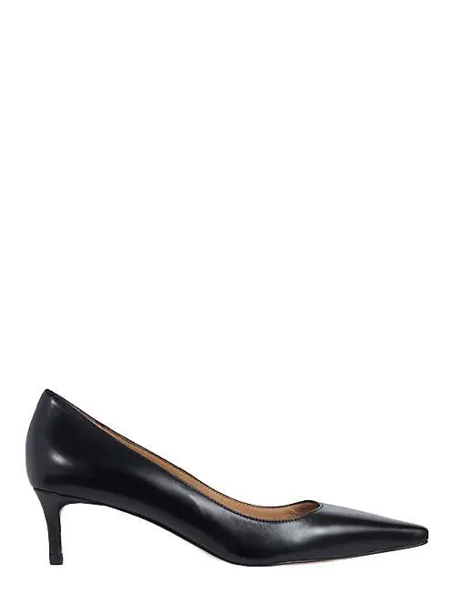 LK BENNETT Ava Leather Kitten Heel Courts - Bla-black