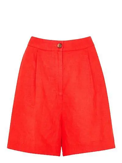 Whistles High-rise Linen Shorts - Red