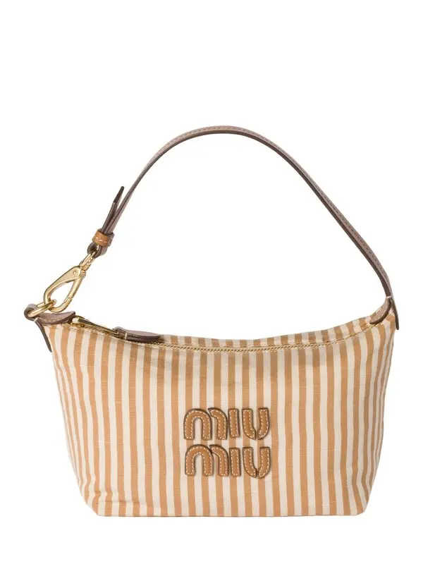 Miu Miu Jacquard Fabric Pouch With Logo - Tan/caramel