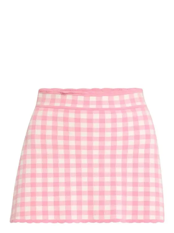 LoveShackFancy Muna Gingham Mini Skirt - Pink Pearl