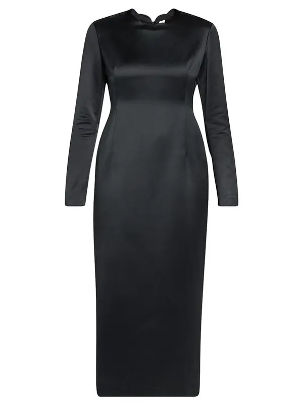 THE ROW Mitzi Long-sleeve Silk Satin Dress - Faded Black