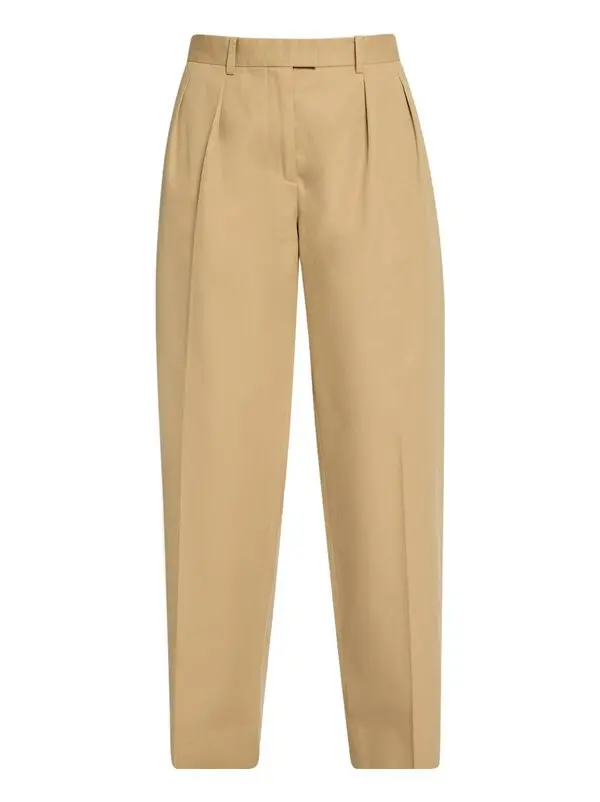 THE ROW Alfidis Pleated Cotton-cashmere Pants - Beige