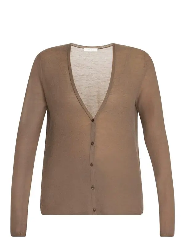 THE ROW Kasem V-neck Fine Cashmere Cardigan - Khaki