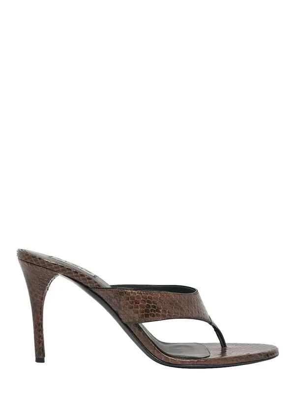 Alaïa Snakeskin Leather Thong Sandals - Brun Fonce