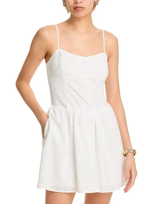 WAYF Rivi Eyelet Mini Dress - Ivory