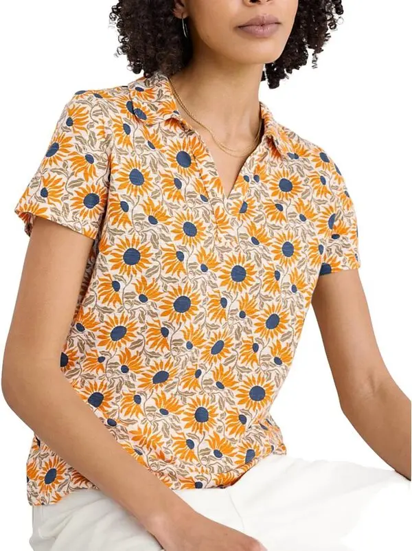 SEASALT CORNWALL Wavecrest Short Sleeve Shirt - Bold Sunflower Daylily