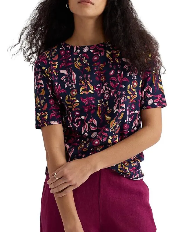 SEASALT CORNWALL Printed T-shirt - Inky Botanical Maritime