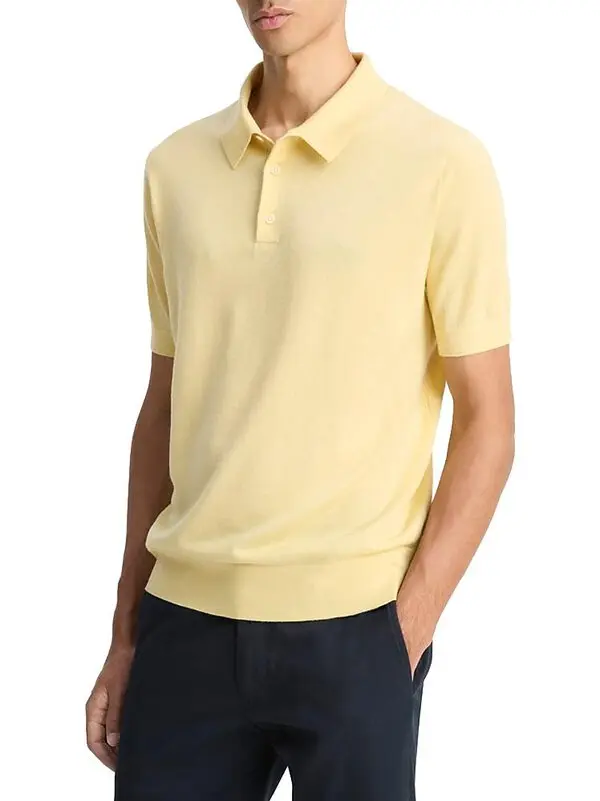 Vince Wool Cashmere Short Sleeve Polo Shirt - Golden Haze