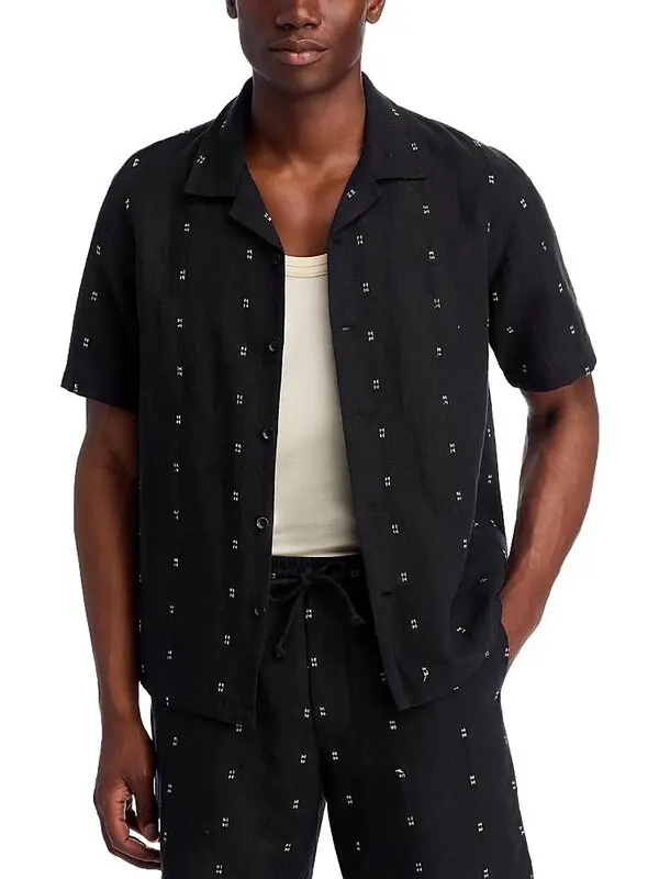 Rag & Bone Avery Embroidered Linen Shirt - Black Remi Stripe