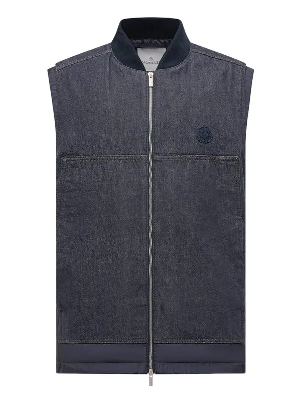 Moncler Ranche Denim Down Vest - Blue