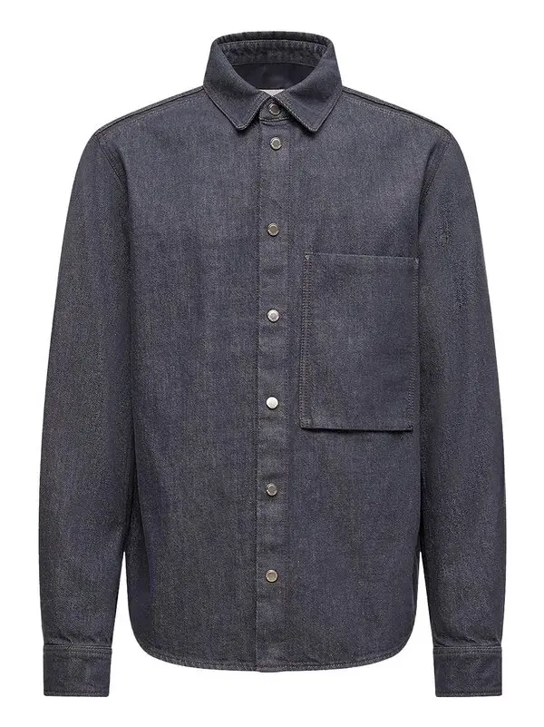 Moncler Denim Long Sleeve Shirt - Blue