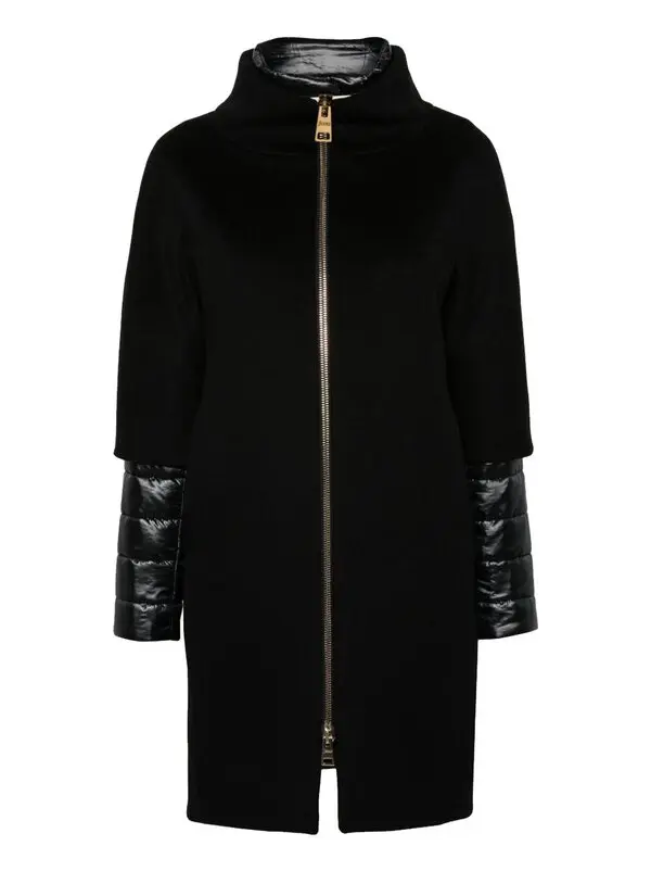 Herno Wool Coat With Nylon Bib - Black