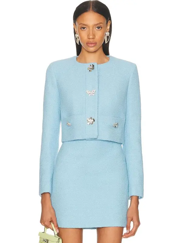Oscar De La Renta Tweed Jacket - Baby Blue