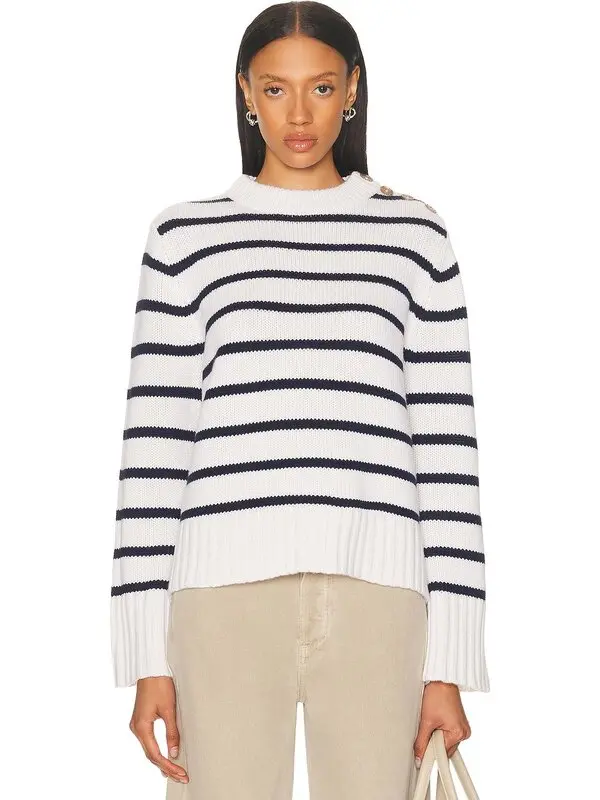 Jenni Kayne Grace Crewneck Cashmere Sweater - Navy Stripe