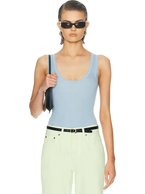 Renggli Scoop Neck Rib Tank Top - Azure
