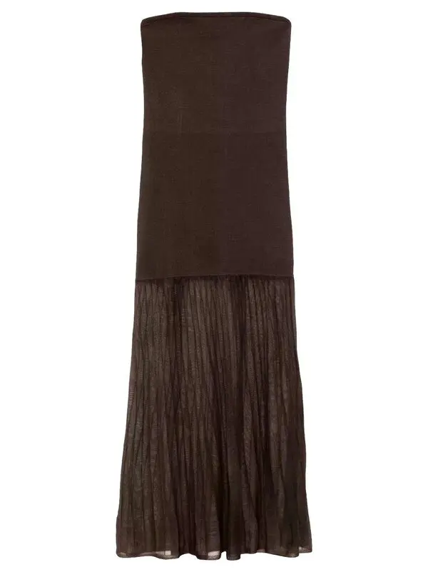 MALINA Sleeveless Semi-sheer Dress - Brown