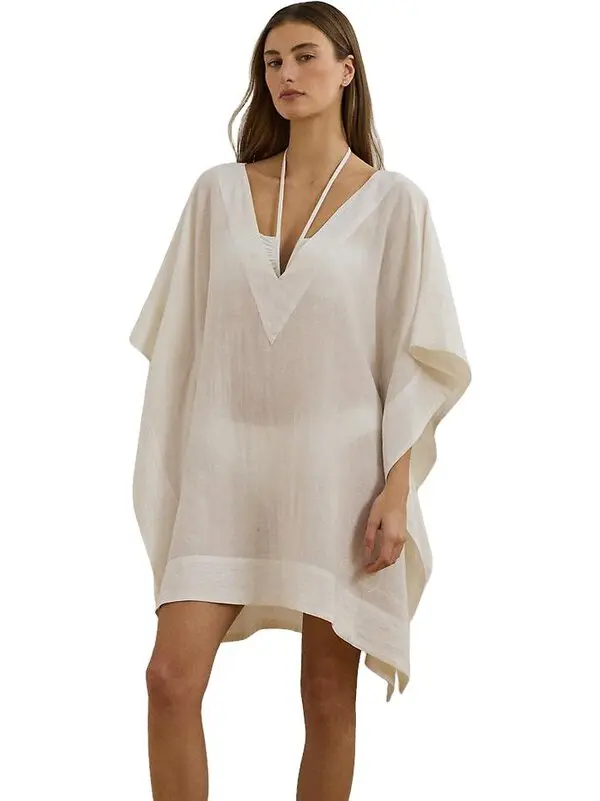 Ralph Lauren Linen-cotton Poncho Cover-up - White