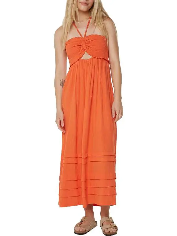 Roxy Saltwater Sweetness Convertible Maxi Dress - Tigerlily Solid