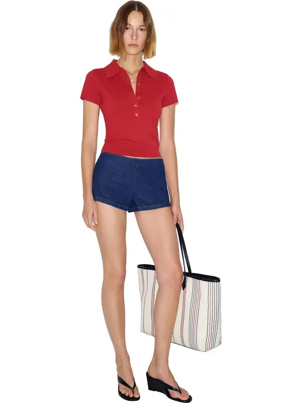 REFORMATION Bentley Cotton Polo Sweater - Red