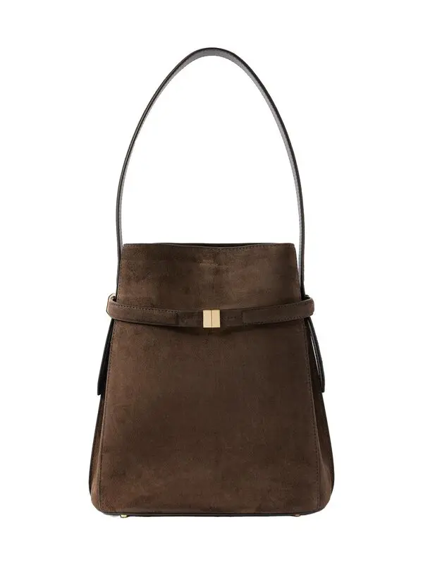 TOTEME Belted Suede Tote - Brown