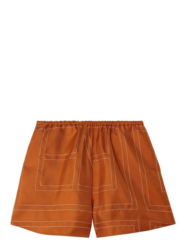 TOTEME Embroidered Silk-twill Shorts - Orange