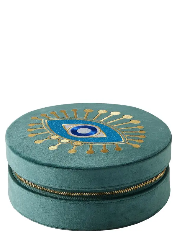 L’ATELIER NAWBAR Rebel Eye Large Embroidered Velvet Jewelry Box - Blue