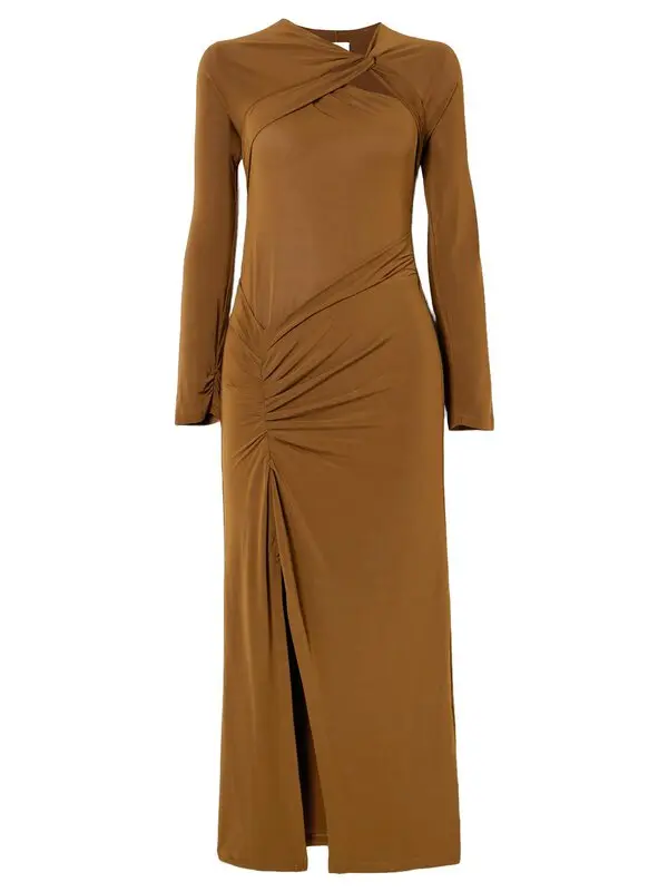 Isabel Marant Evelina Asymmetric Knotted Midi Dress - Brown