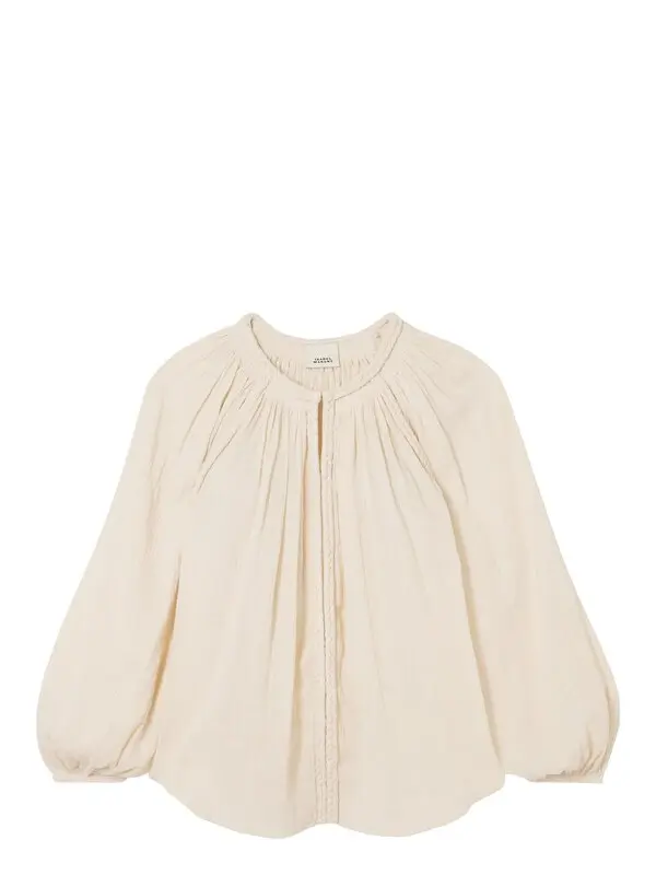 Isabel Marant Jenna Frayed Braided Cotton-gauze Blouse - Neutrals