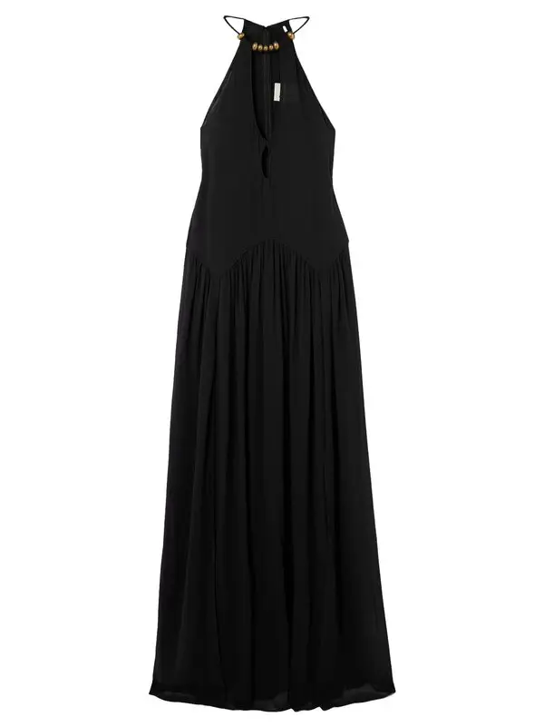 Isabel Marant Alviali Embellished Cutout Silk-georgette Maxi Dress - Black