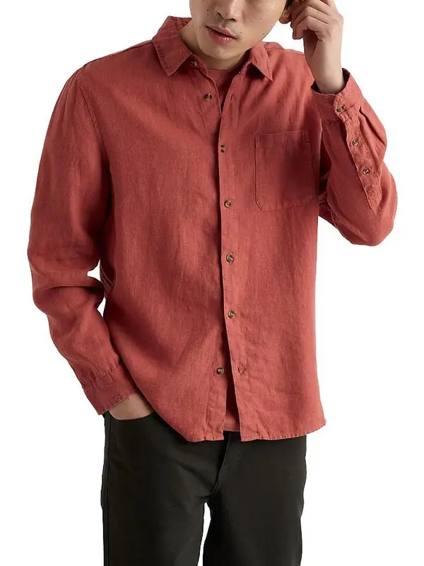 SEASALT CORNWALL Linen Button Down Shirt - Dusty Copper