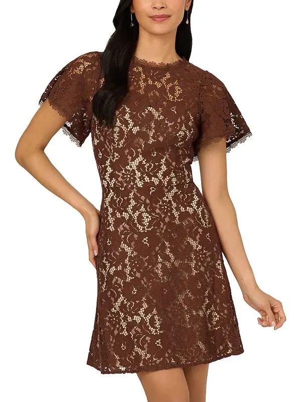 Adrianna Papell Lace Dress - Espresso