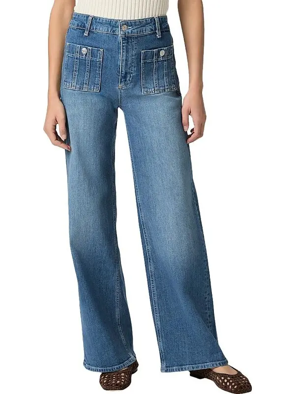 Paige Anessa Seamed High-rise Wide Leg Jeans - Paley