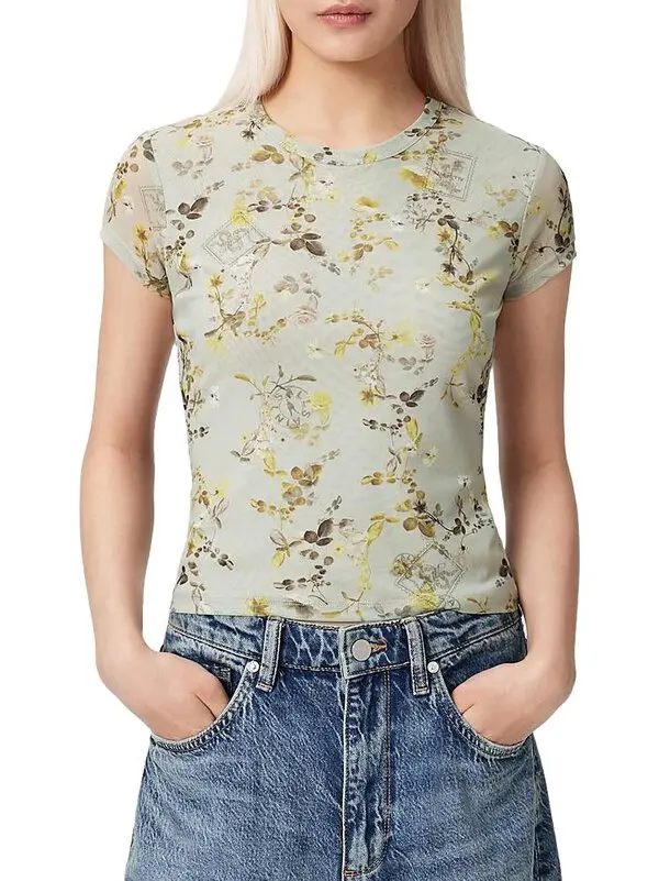 ALLSAINTS Ellie Mesh T-shirt - Carmel Stem Green