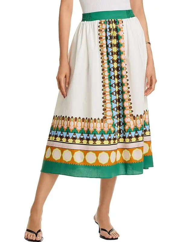 T Tahari Printed Pull-on Skirt - Step Stone/white Star