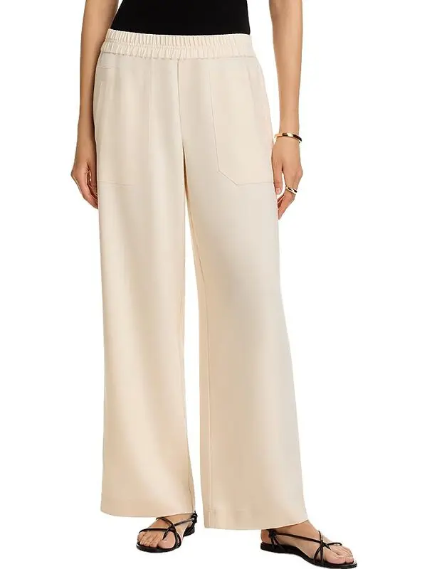 T Tahari Wide Leg Pull On Pants - French Beige