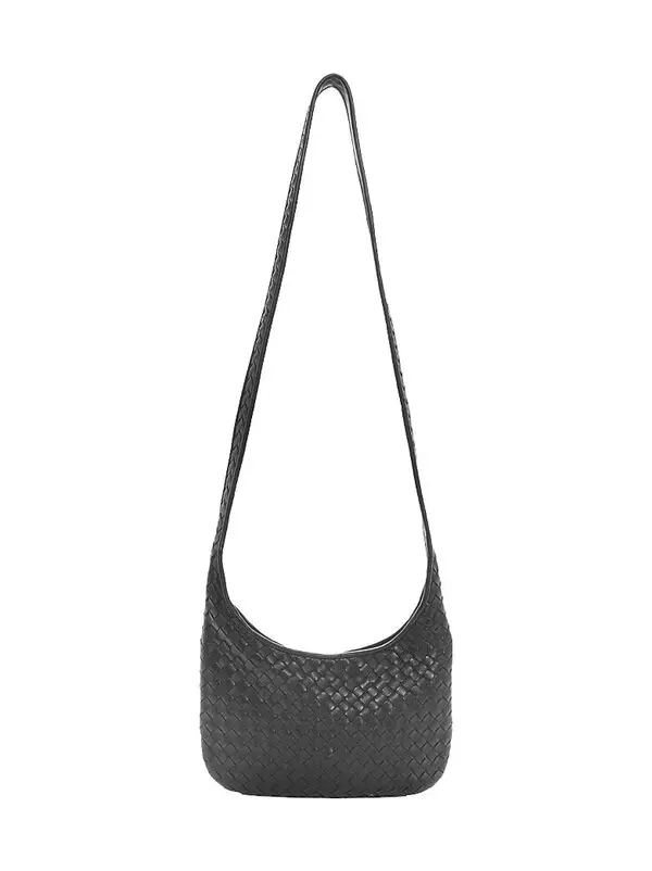 Bottega Veneta Intrecciato Leather Crossbody Bag - Nero/ash