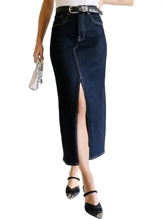 Fidelity Denim X @closetchoreography Take Two Front Slit Skirt - Rinse Wash