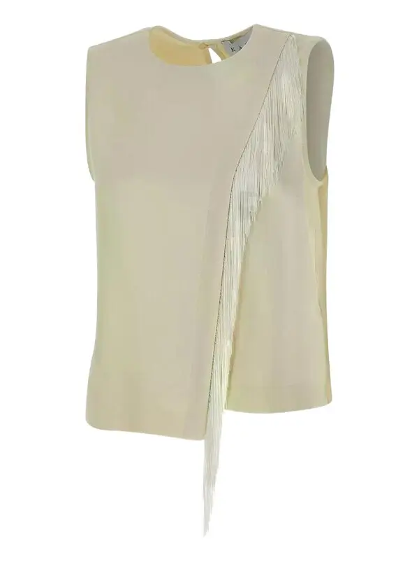 KAOS Fringe-detail Sleeveless Top - Neutrals