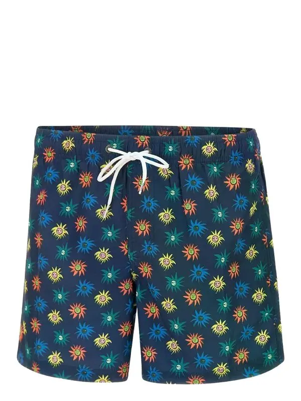 Sundek Lion-print Swim Shorts - Blue