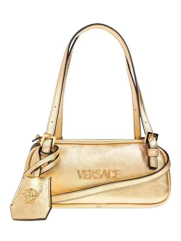 Versace Metallic Leather Shoulder Bag - Gold