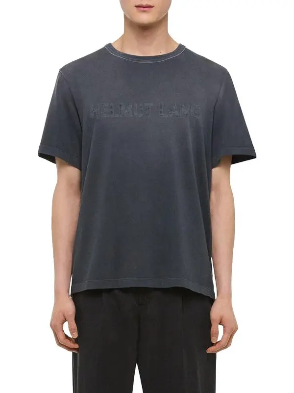 Helmut Lang Corduroy Logo Cotton T-shirt - Steel Grey