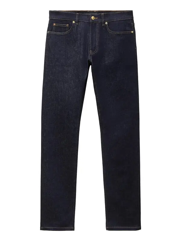 Versace Slim Fit Jeans With Medusa Hardware - Blue