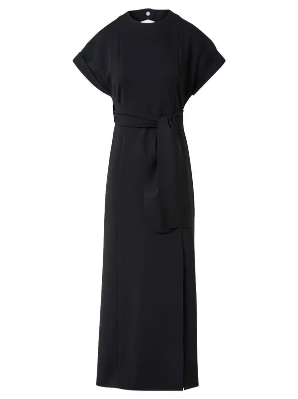 Akris Belted Midi Slit Dress - Black