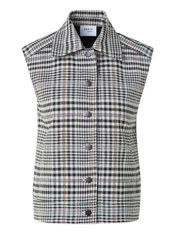 Akris Check Cap-sleeve Jacket - Cream-black