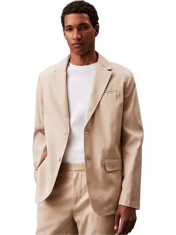 Calvin Klein Linen Blend Blazer - White Pepper