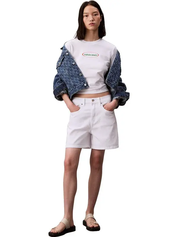 Calvin Klein A-line Denim Shorts - Optic White