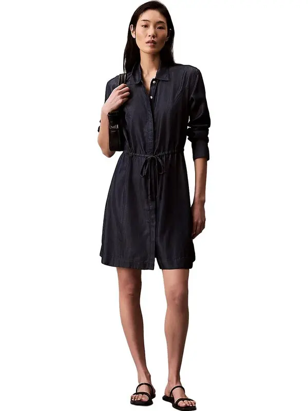 Calvin Klein Relaxed Denim Mini Shirt Dress - Navy Indigo