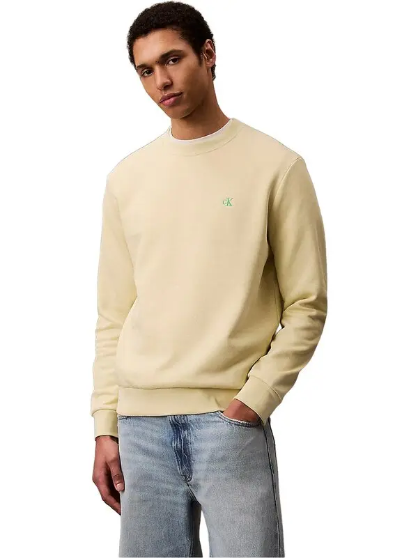 Calvin Klein Archive Logo Fleece Crewneck Sweatshirt - Hay