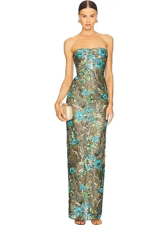 BRONX AND BRONCO Dahlia Maxi Dress - Teal Multi