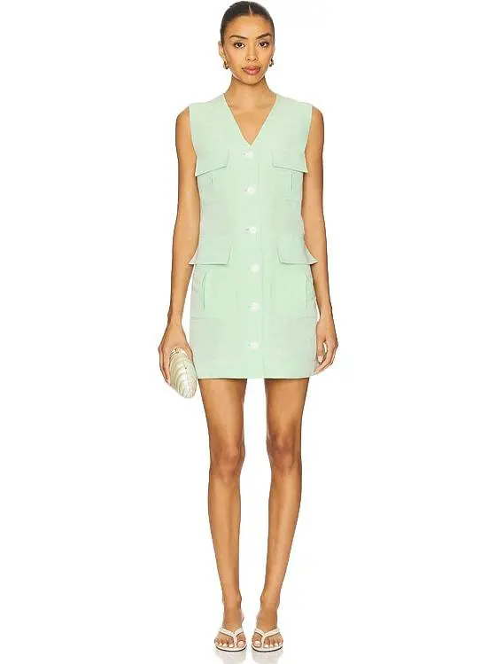 Matthew Bruch Vest Mini Dress - Green Viscose Linen
